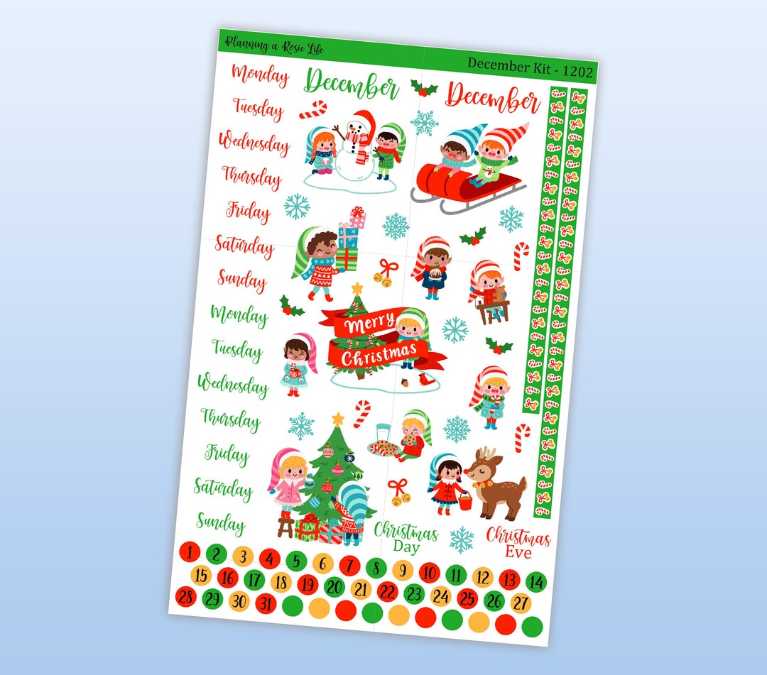 December Elf Christmas Kit, Cartoon Elf Christmas Kit, 1202 - Etsy