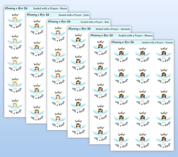 Angel Sealed with a Prayer Faith Quote Stickers Paper & Party Supplies ...