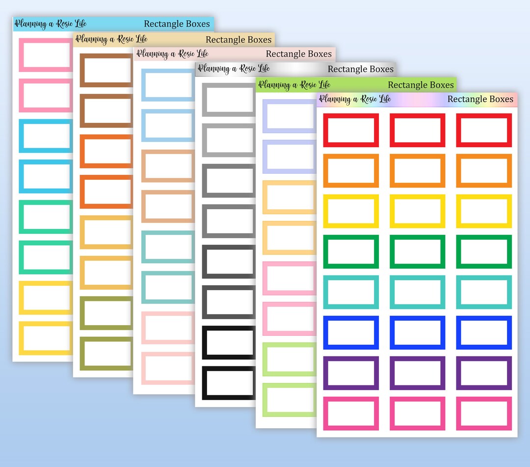 Rectangle Box Stickers, Colorful Box Stickers, Functional Stickers - Etsy