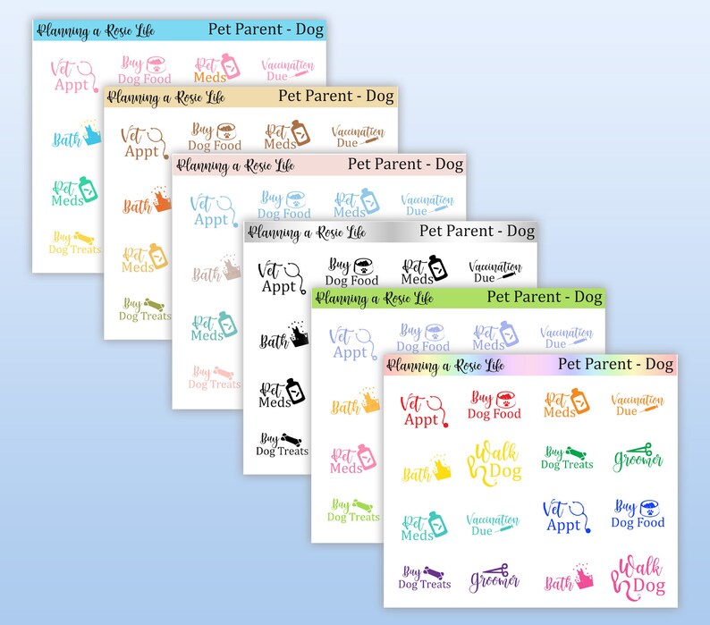 Dog Parent Samplers Icon Stickers Dog Care Reminders Pet - Etsy