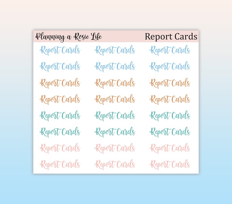 Report Cards Script Stickers Teacher Stickers School | Etsy