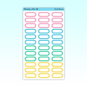 Oval Box Stickers, Colorful Box Stickers, Functional Stickers - Etsy