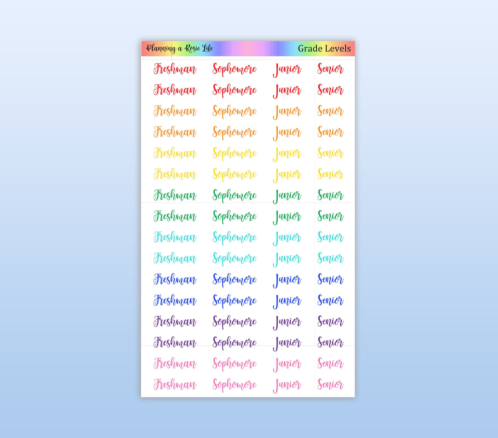 Grade Level Script Stickers, Teacher Stickers - Etsy
