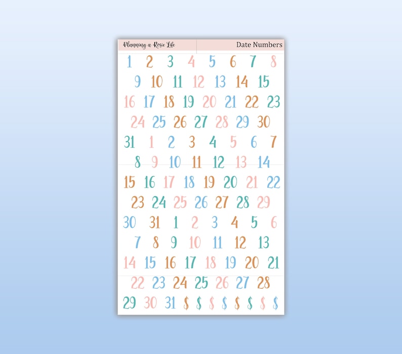 Date Number Stickers, Planner Date Stickers, Calendar Date Stickers - Etsy
