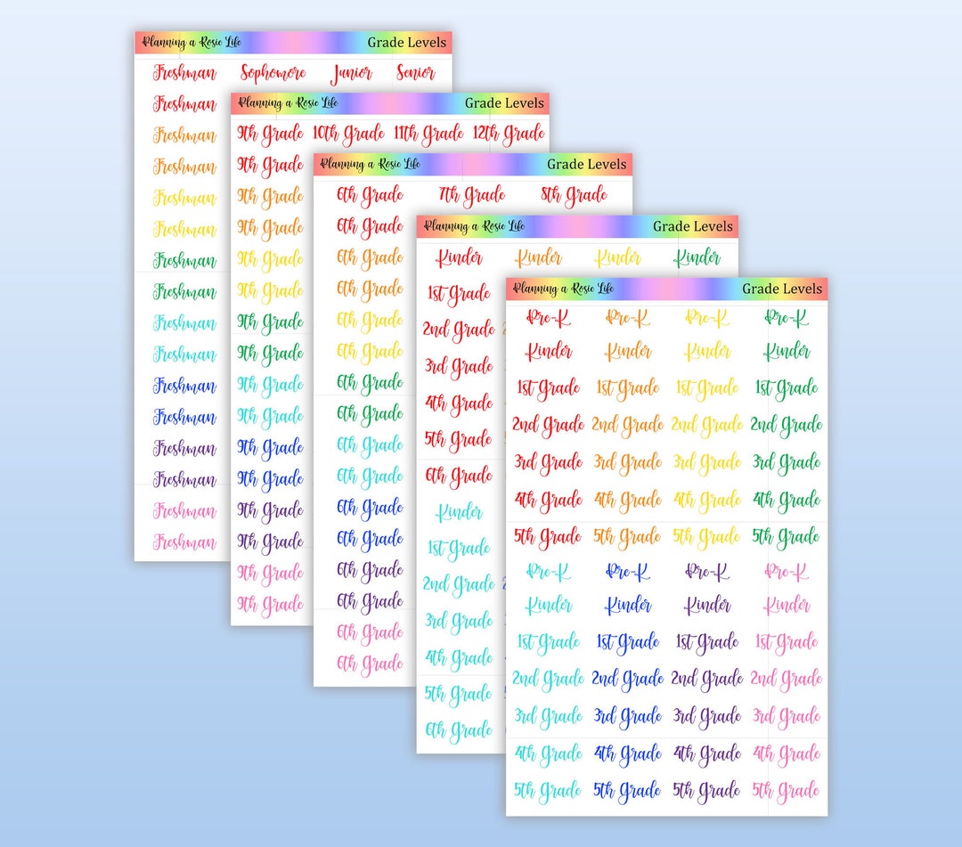 Grade Level Script Stickers, Teacher Stickers - Etsy