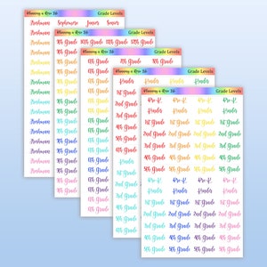 Grade Level Script Stickers, Teacher Stickers - Etsy
