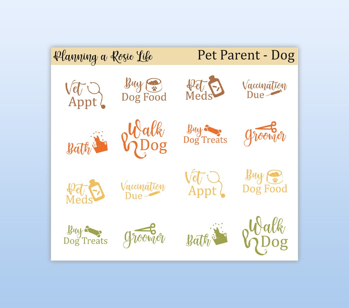 Dog Parent Samplers Icon Stickers Dog Care Reminders Pet - Etsy