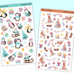 Penguin and Reindeer Decorative Stickers - Etsy