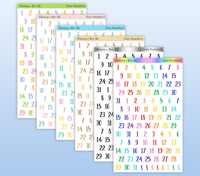 Date Number Stickers Planner Date Stickers Calendar Date - Etsy