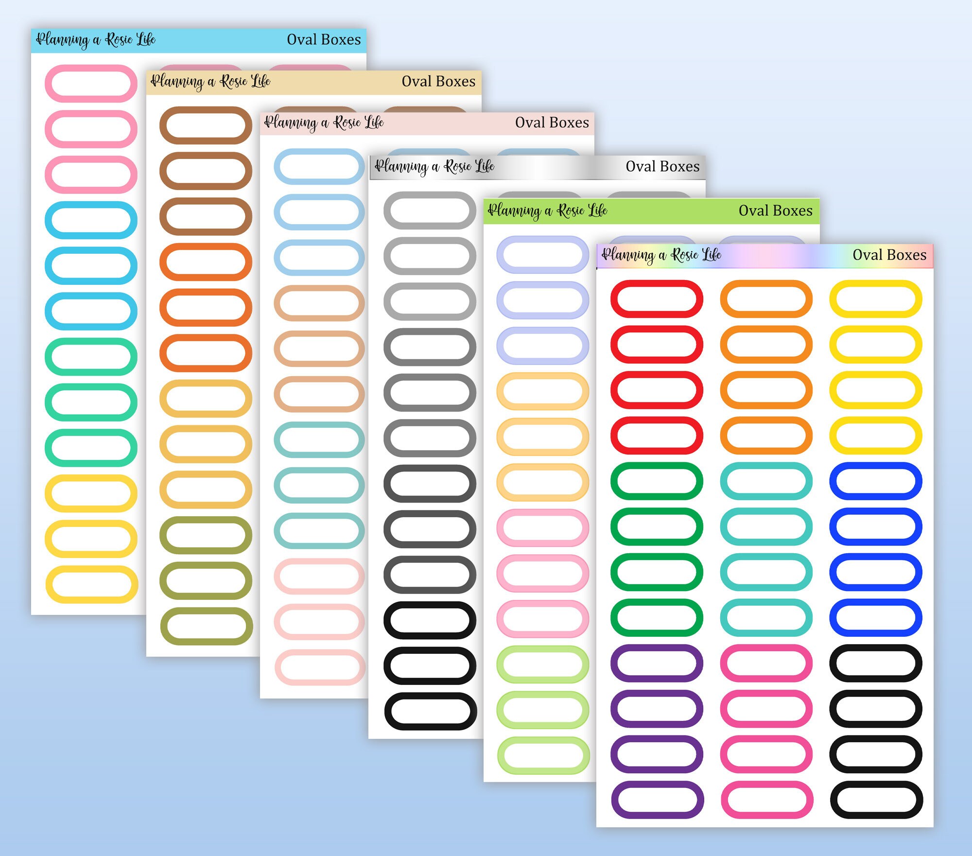 Oval Box Stickers, Colorful Box Stickers, Functional Stickers - Etsy