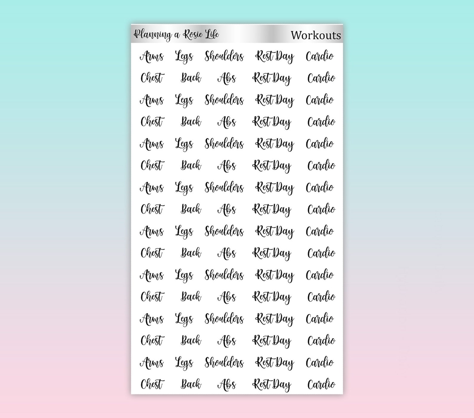 Customized Workout Script Stickers Fitness Script Stickers - Etsy