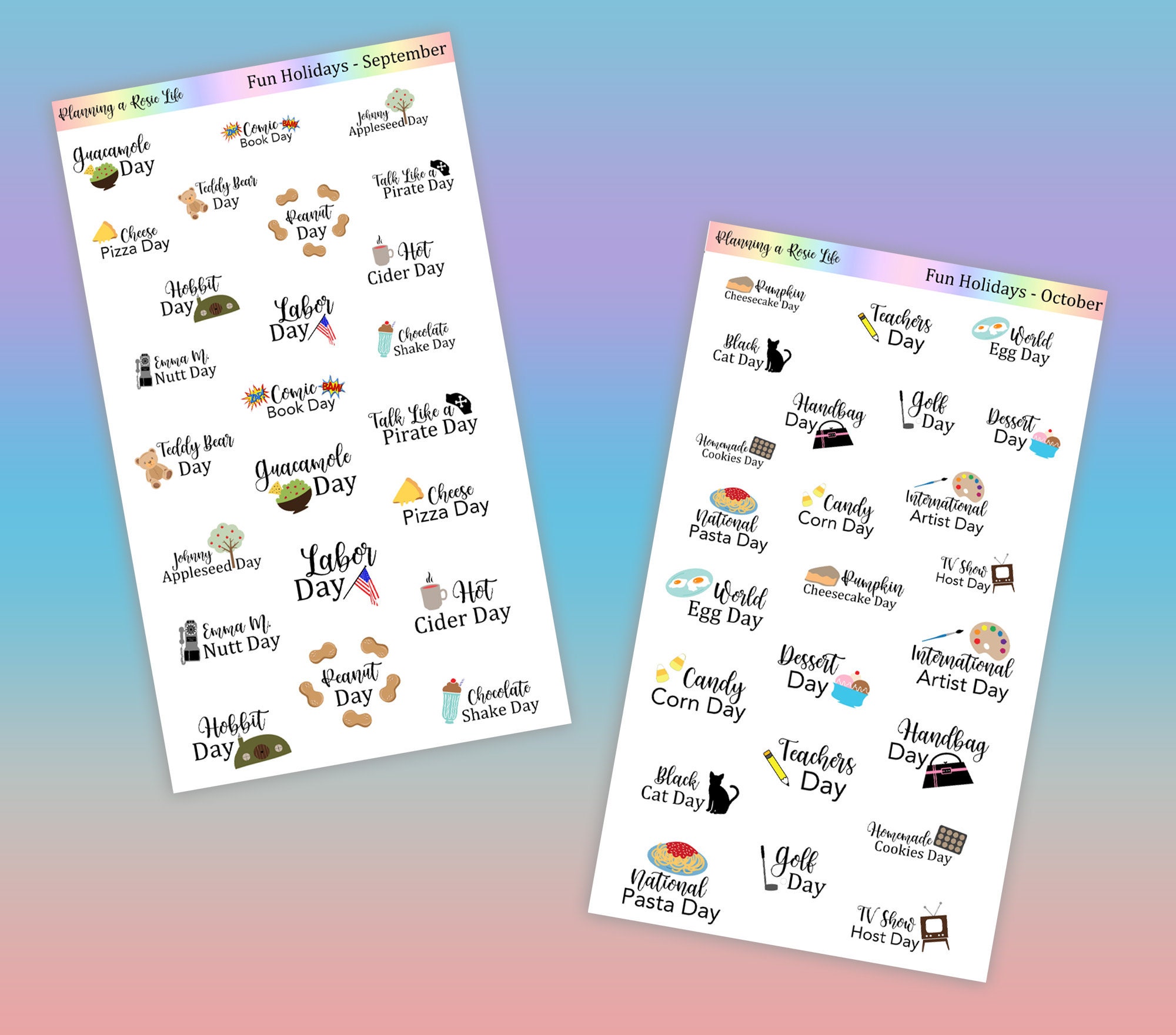 A Year of Fun Holiday Stickers Silly Holidays Stickers - Etsy