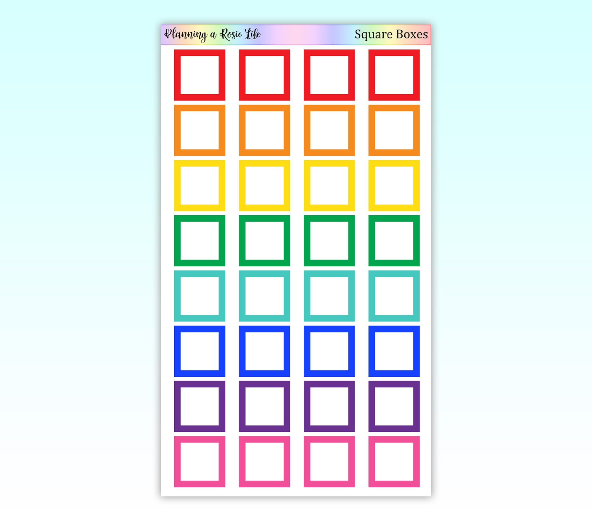 Square Box Stickers Colorful Box Stickers Functional | Etsy