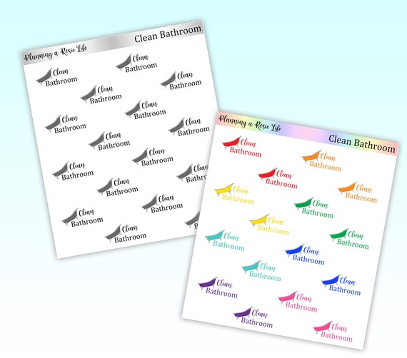 Clean Bathroom Icon Stickers Functional Household Stickers | Etsy