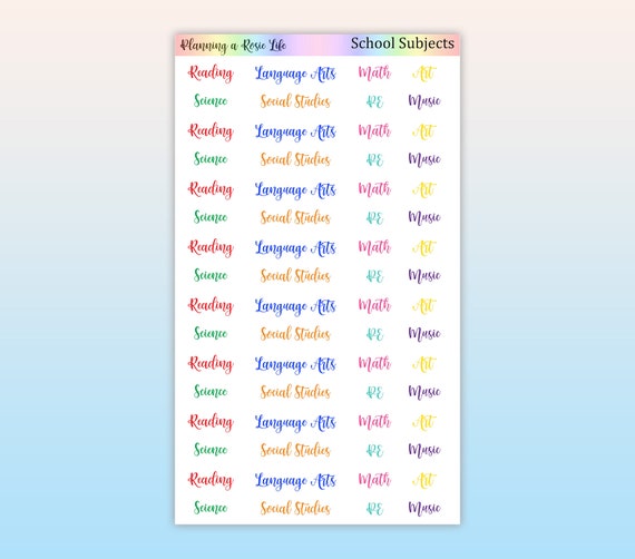 Papercraft science script stickers Science school subject stickers ...