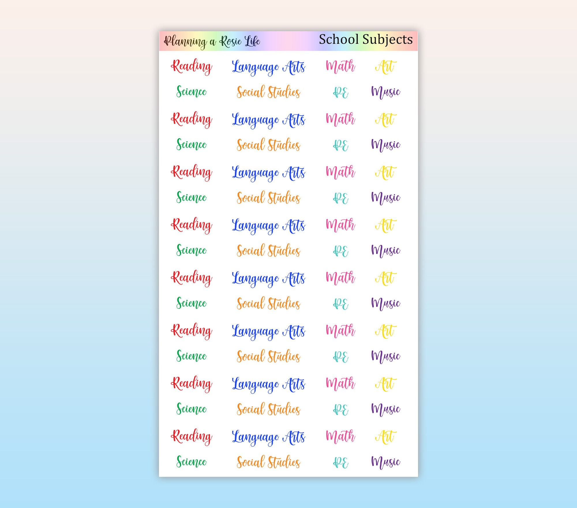 teacher planner stickers math class stickers Math school subject ...