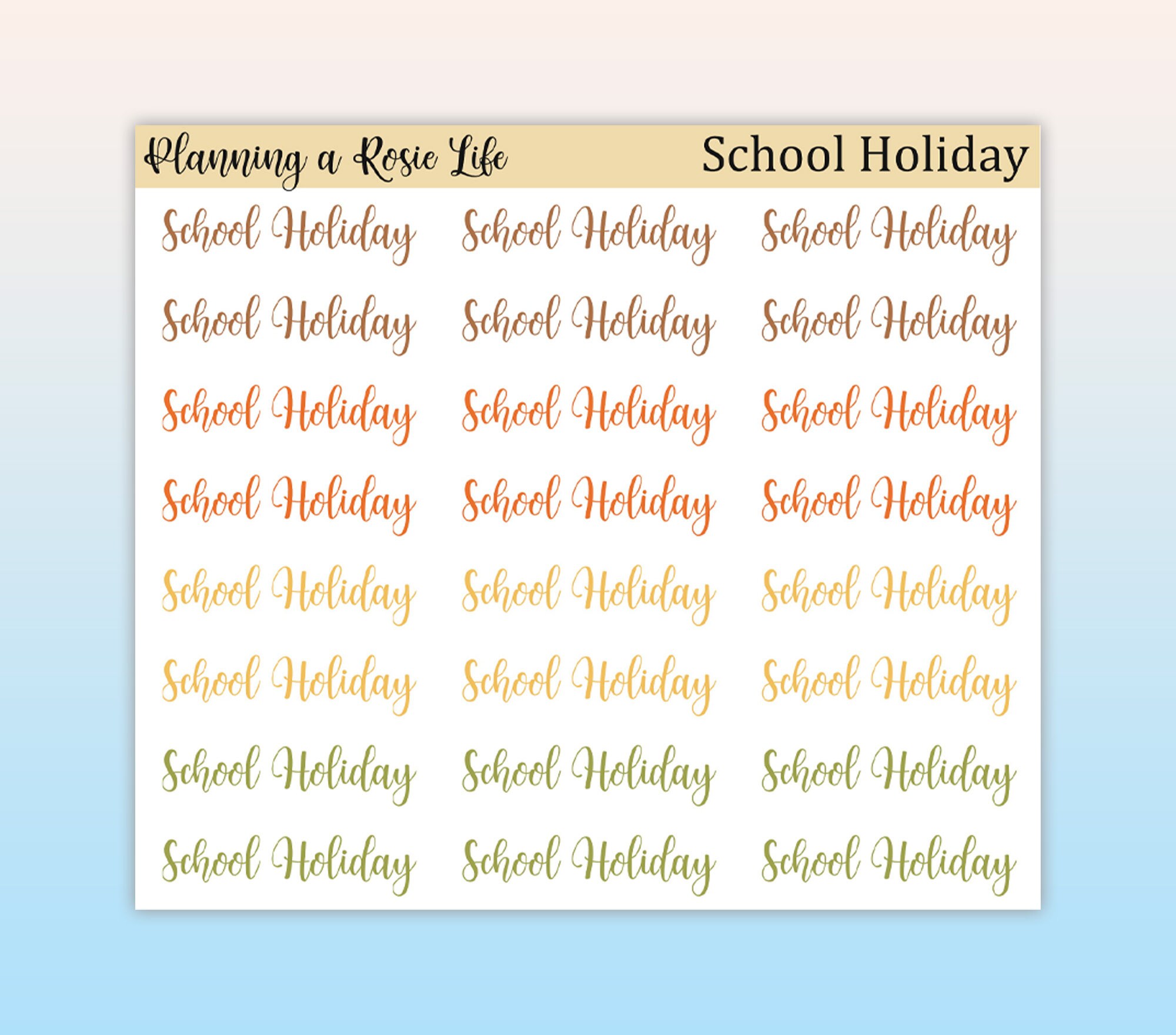 School Holiday Script Stickers Teacher Stickers School - Etsy UK