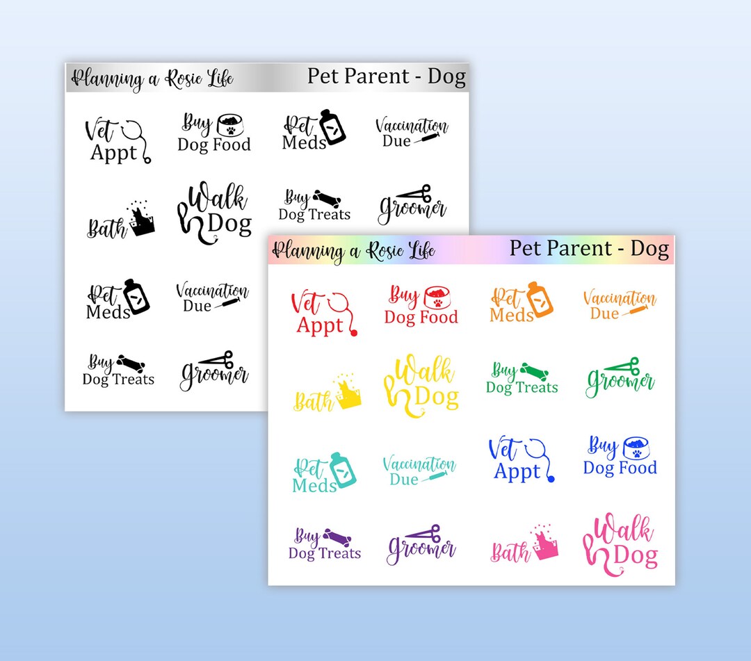 Dog Parent Samplers Icon Stickers, Dog Care Reminders, Pet Parent ...