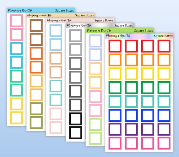 Square Box Stickers Colorful Box Stickers Functional | Etsy