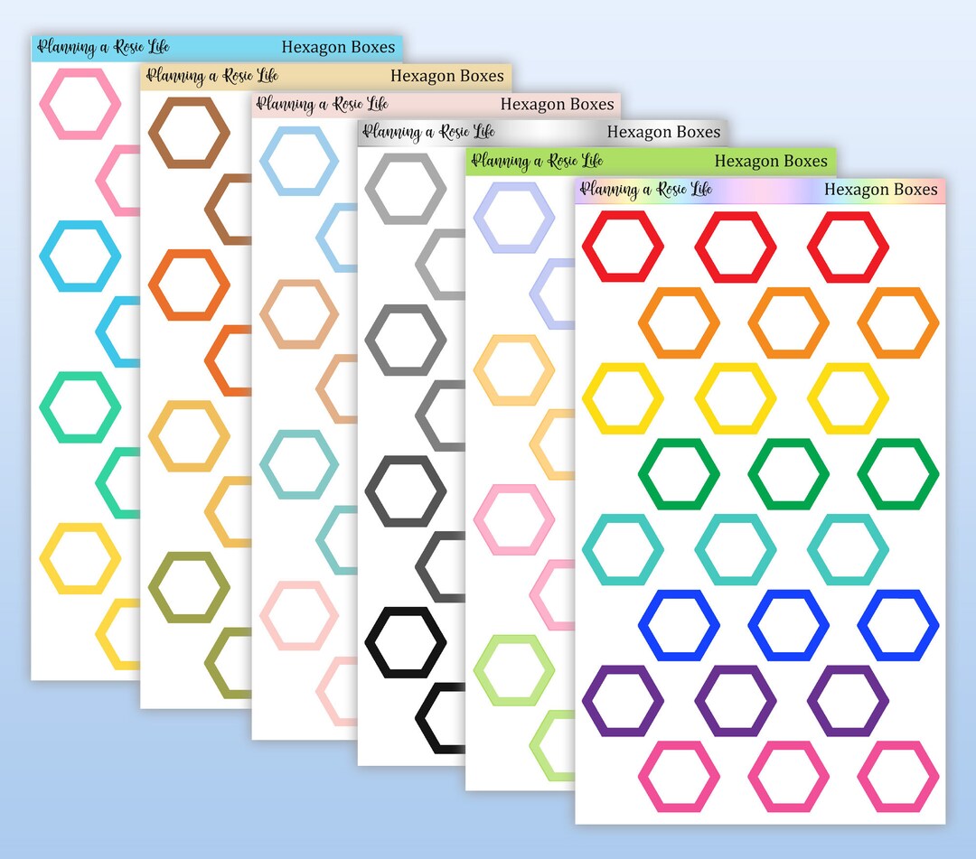 Hexagon Box Stickers, Colorful Box Stickers, Functional Stickers - Etsy