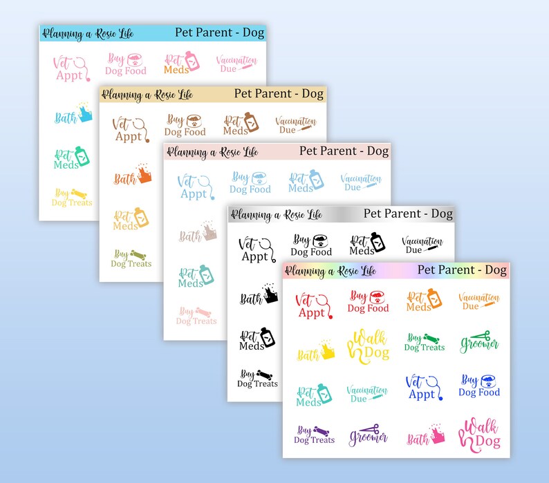 Dog Parent Samplers Icon Stickers Dog Care Reminders Pet | Etsy