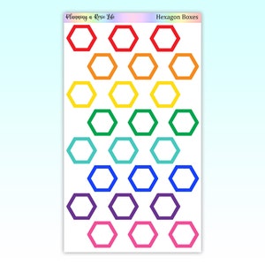 Hexagon Box Stickers, Colorful Box Stickers, Functional Stickers - Etsy