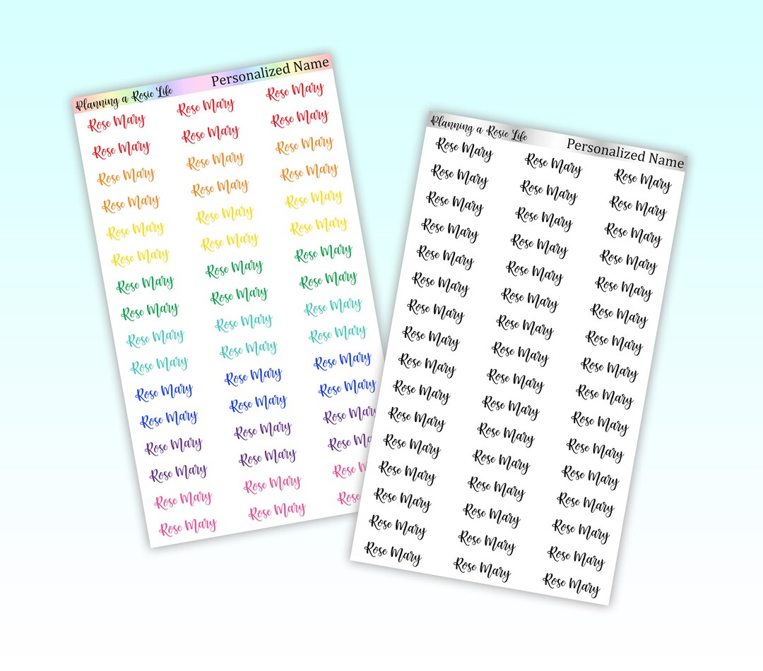 Personalized Name Stickers, Script Stickers, Functional Stickers - Etsy