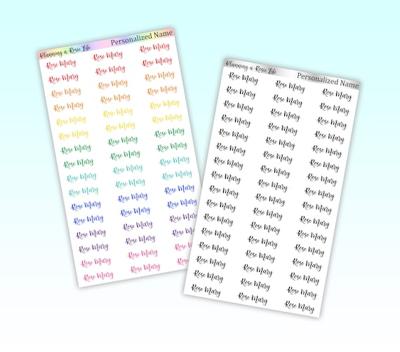 Personalized Name Stickers Script Stickers Functional | Etsy