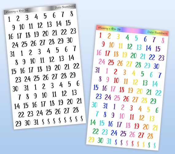 Date Number Stickers Planner Date Stickers Calendar Date - Etsy