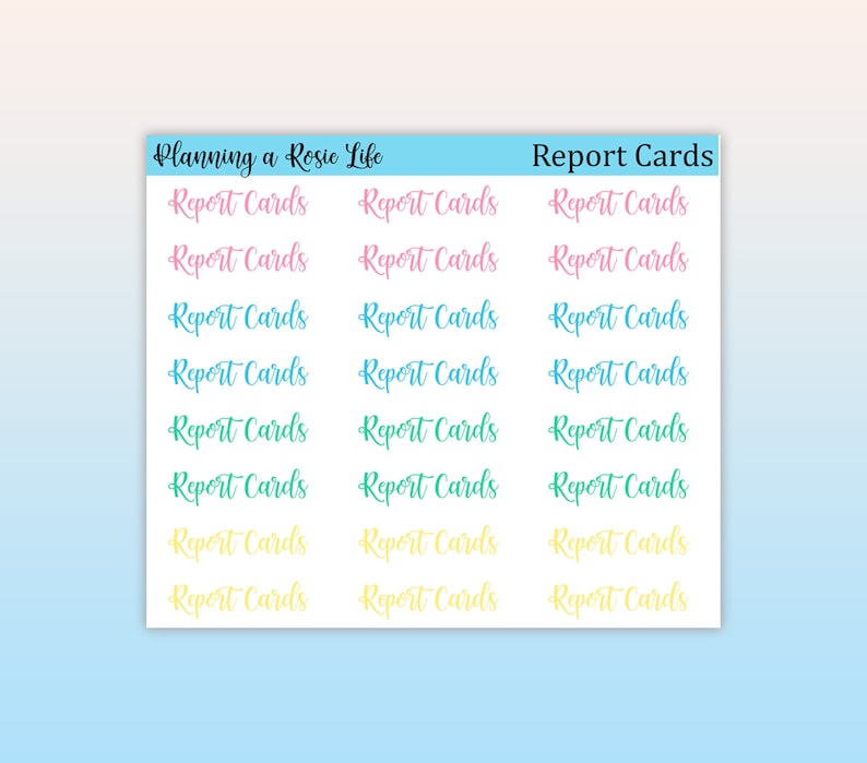 Report Cards Script Stickers, Teacher Stickers, School Stickers - Etsy