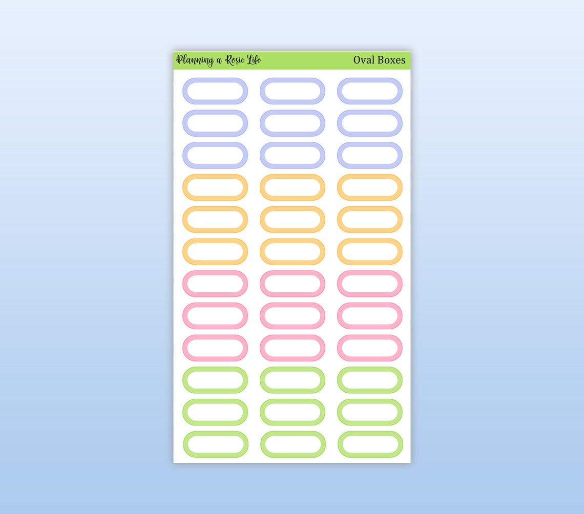 Oval Box Stickers Colorful Box Stickers Functional Stickers - Etsy