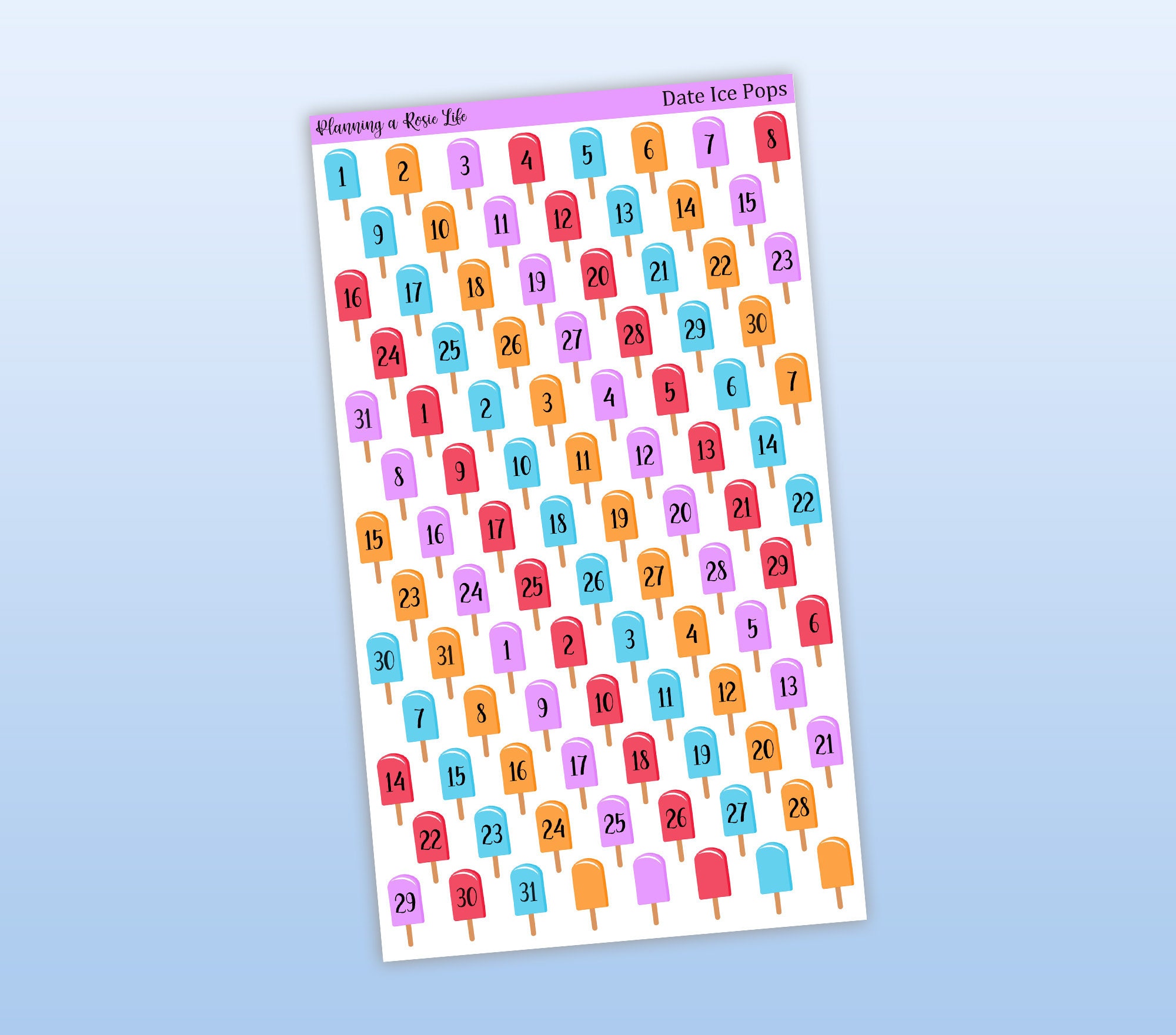 Summer Date Icon Stickers Planner Date Stickers Calendar - Etsy