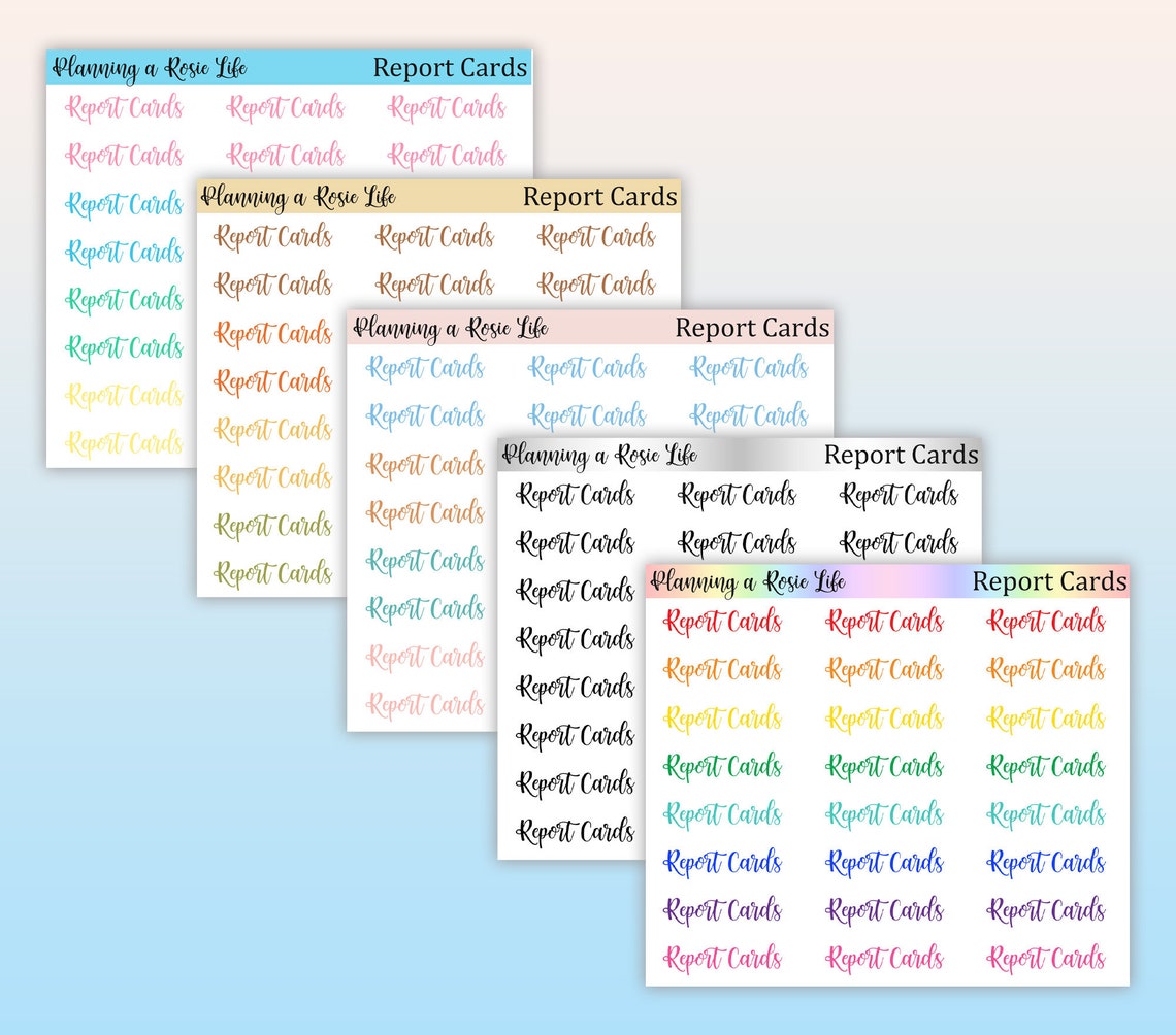 Report Cards Script Stickers Teacher Stickers School | Etsy