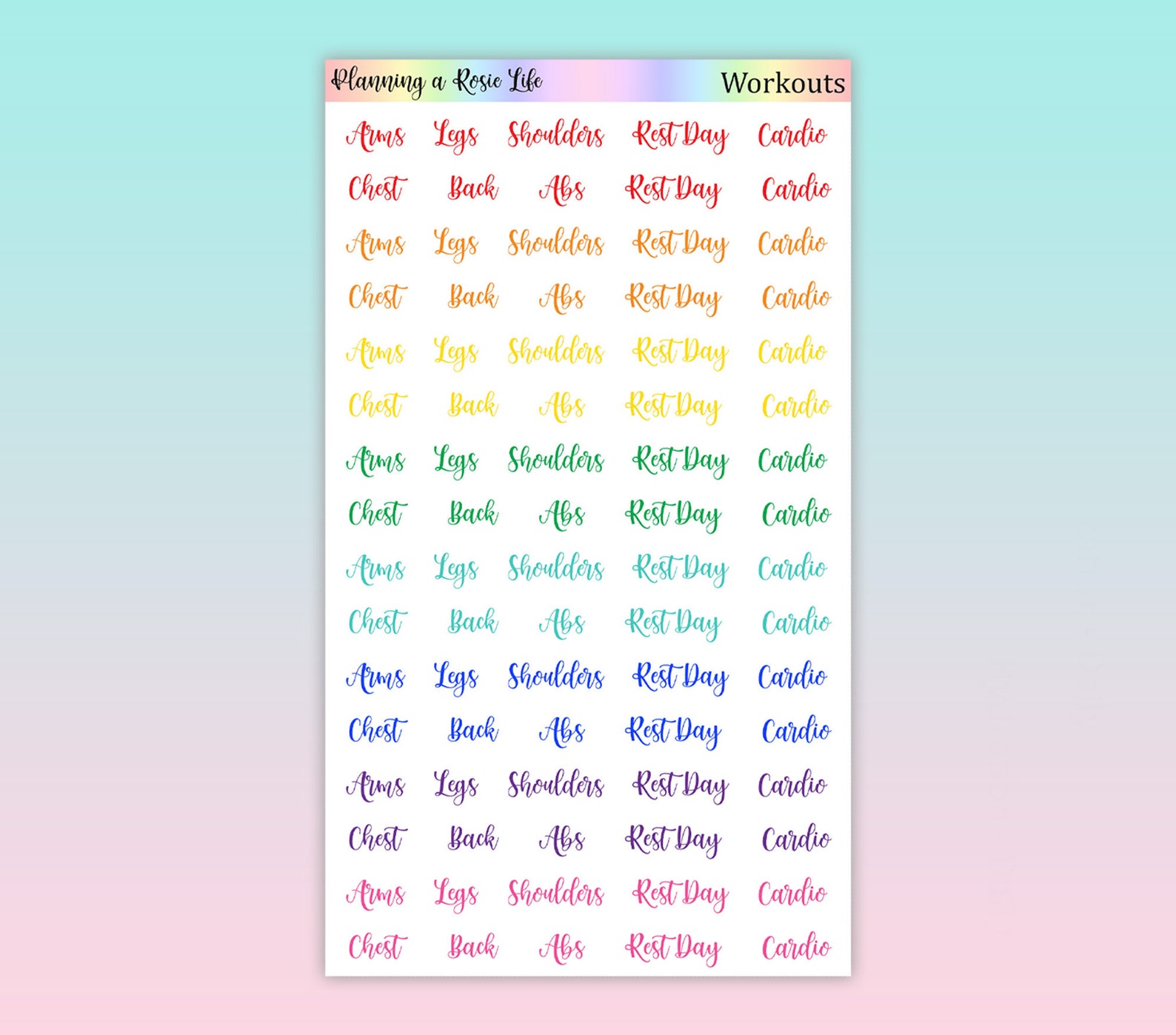 Customized Workout Script Stickers, Fitness Script Stickers - Etsy