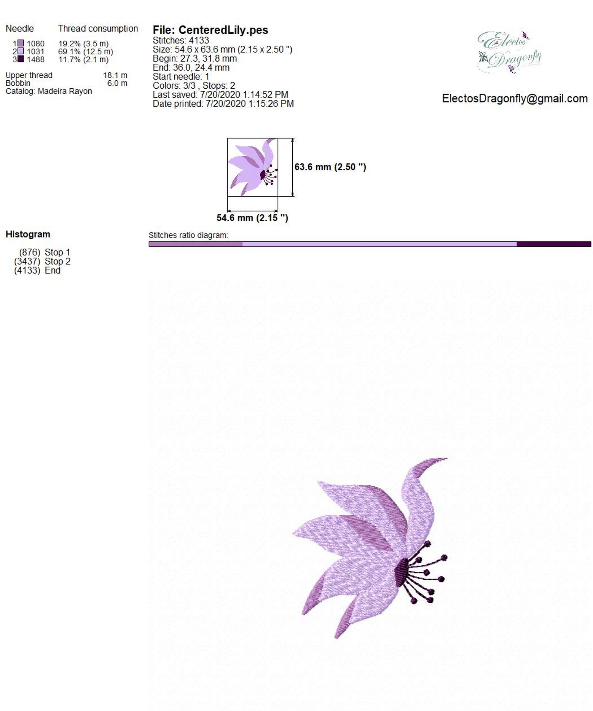 Purple Lily- Machine Embroidery Design - Etsy