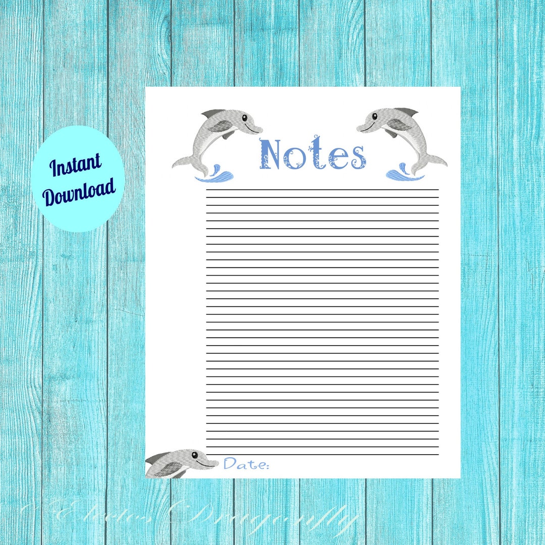 Dolphin Notes Instant Digital Download-printable PDF File - Etsy UK