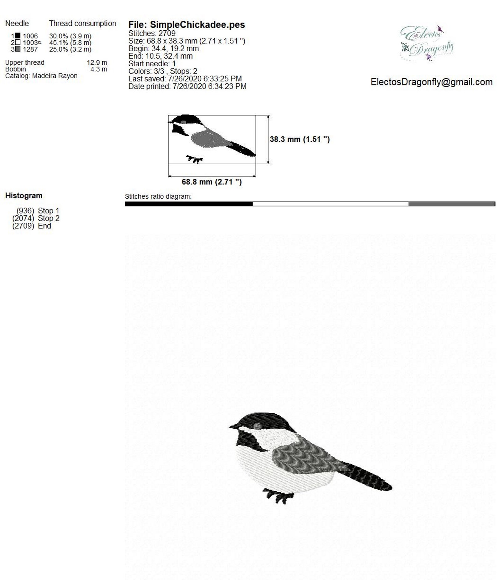 Simple Chickadee-machine Embroidery Design - Etsy