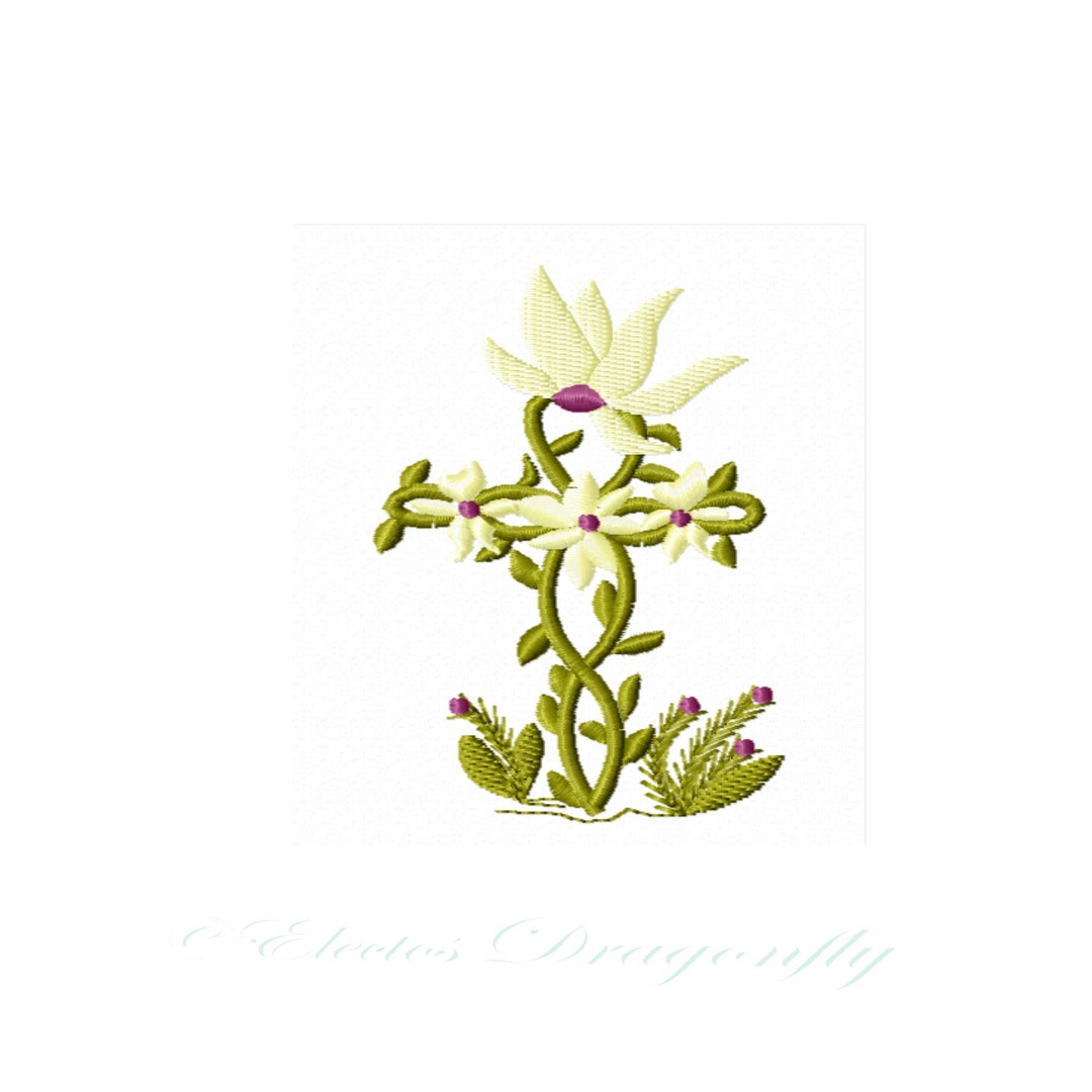 Floral Cross -machine Embroidery Design - Etsy