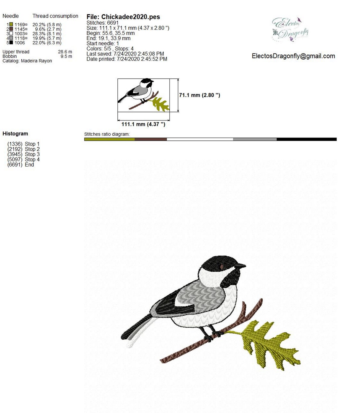 Chickadee -machine Embroidery Design - Etsy