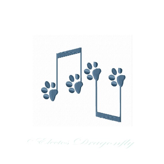 Musical Paw Notes-machine Embroidery Design | Etsy