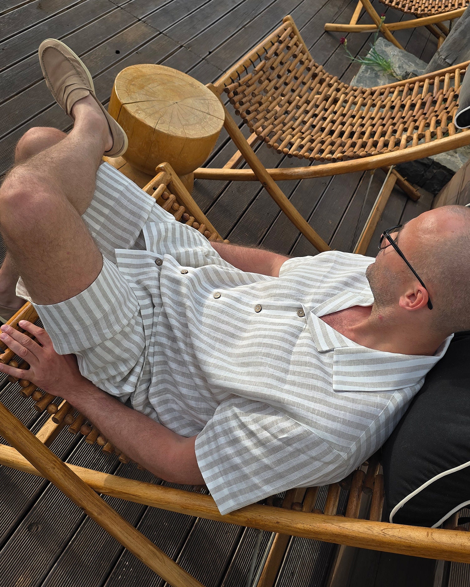 Sriped Linen Shorts for Men LIAM / Pajama Shorts / Casual Linen Shorts ...