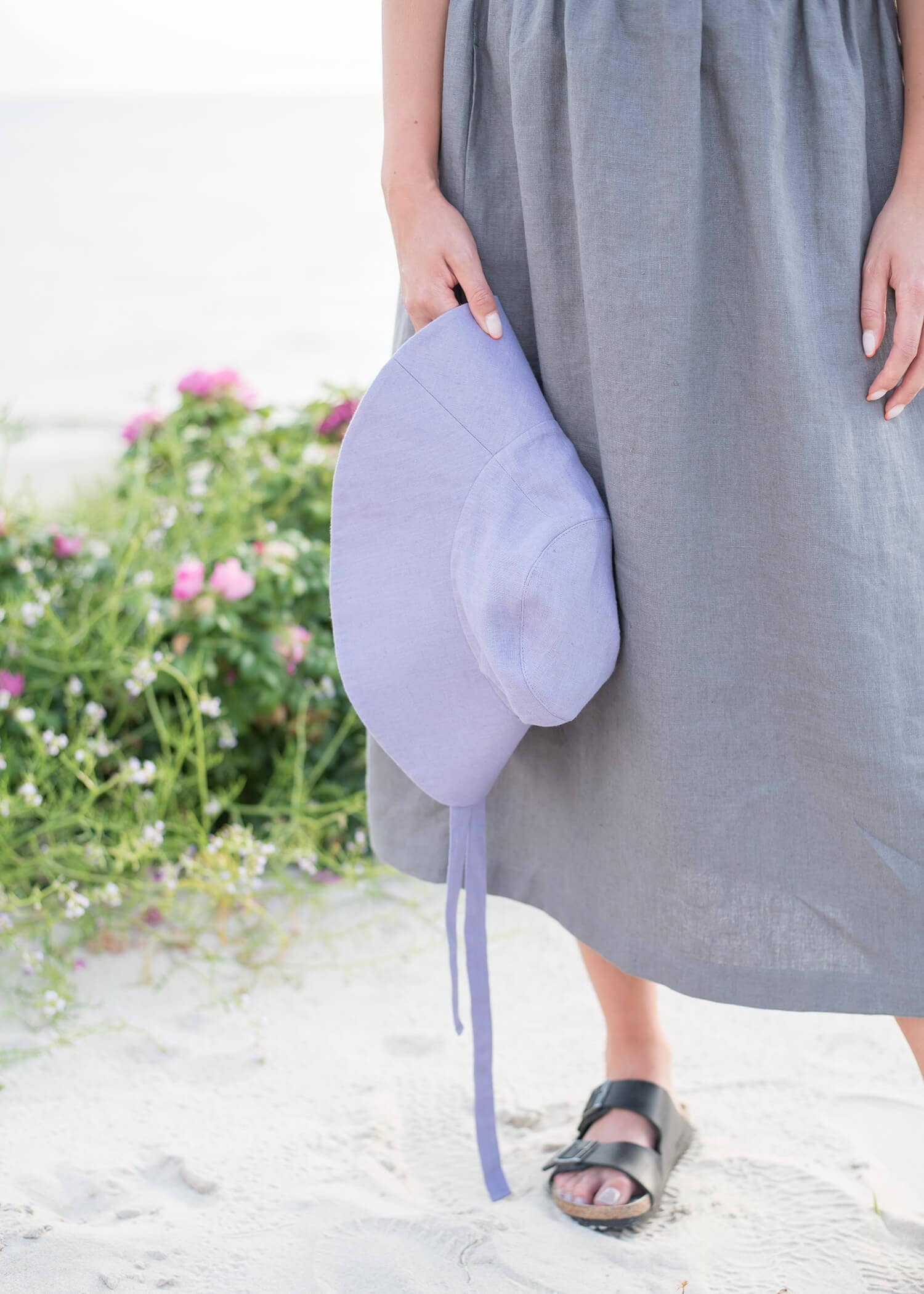 Linen Sun Hat / Linen Hat With Straps / Summer Panama Hat / - Etsy