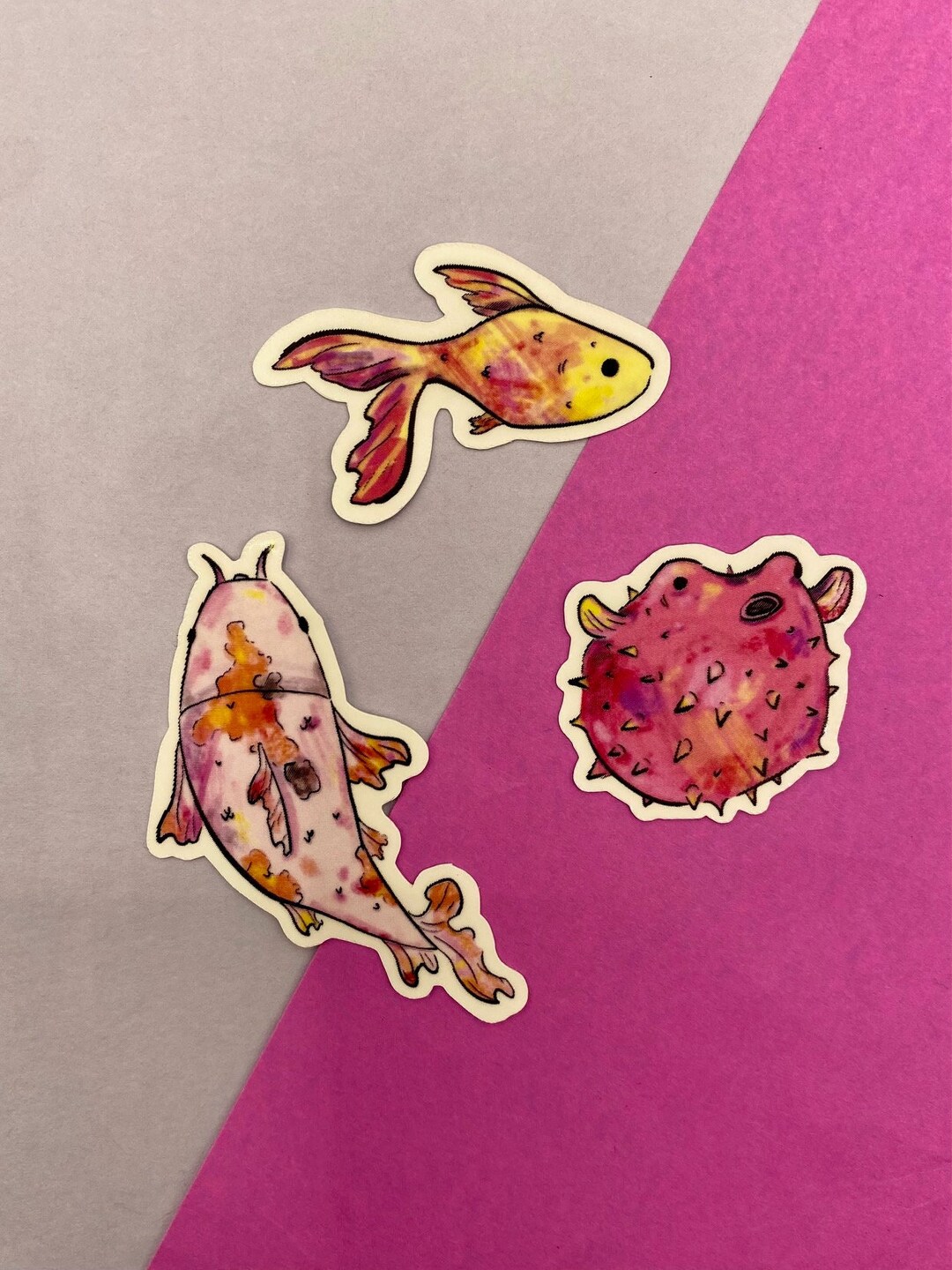 Colorful Fishy Sticker Set, Rainbow Fish Pack Vinyl, Waterproof ...