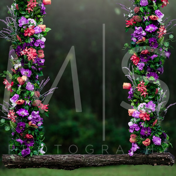 Purple Flower Swing Digital Background - Etsy