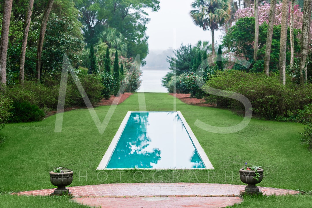 Reflecting Pool Garden Digital Background Garden Green Ground Backdrop ...