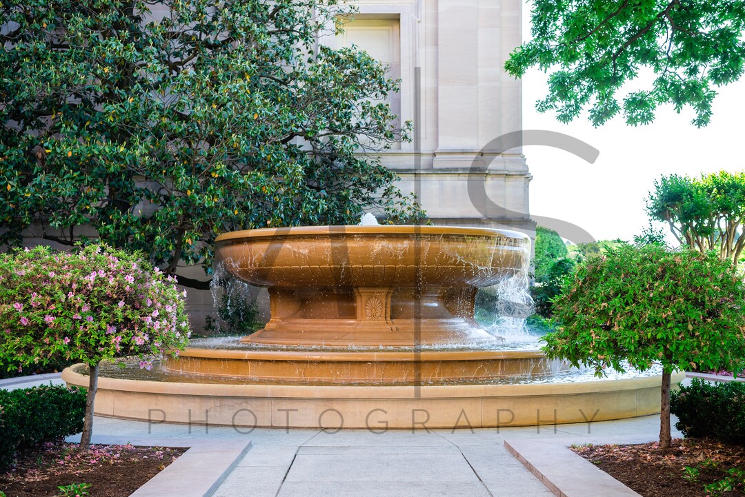 3 Pack Lush Garden With Stone Fountain Digital Background Big Round ...