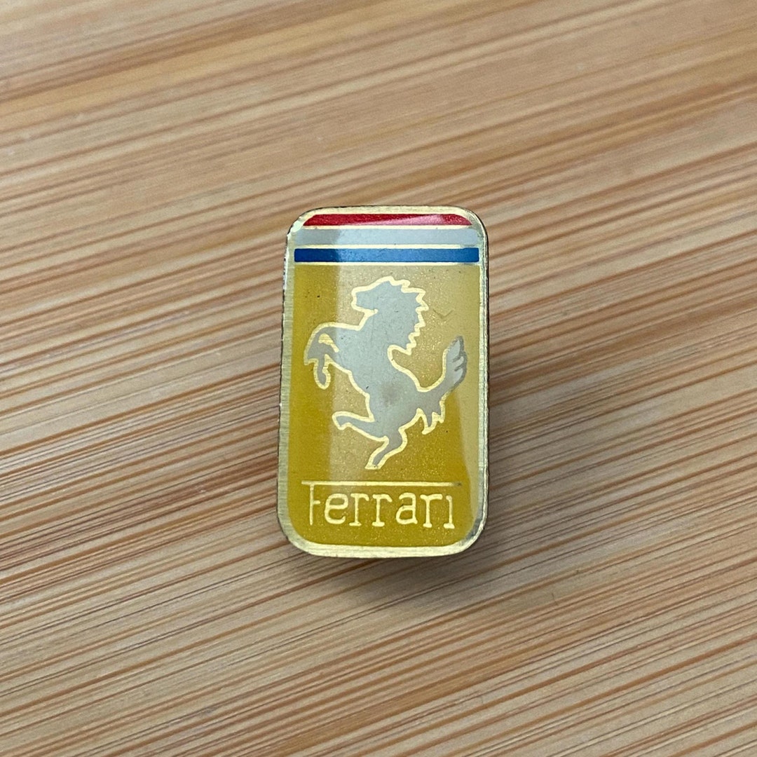 Wonderful Vintage Epoxy-enamel Finished Ferrari Logo Pin White Stallion ...