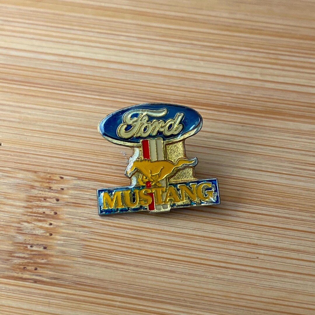 Vintage Enameled Shiny Ford Mustang Logo Pin With Bronze Inlays ...