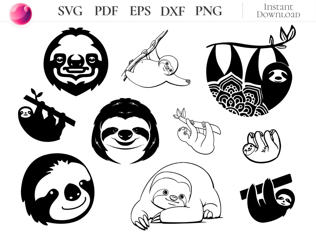 Sloth Svg, Sloth Silhouette, Sloth Clipart, Sloth Png, Lazy Sloth Svg ...