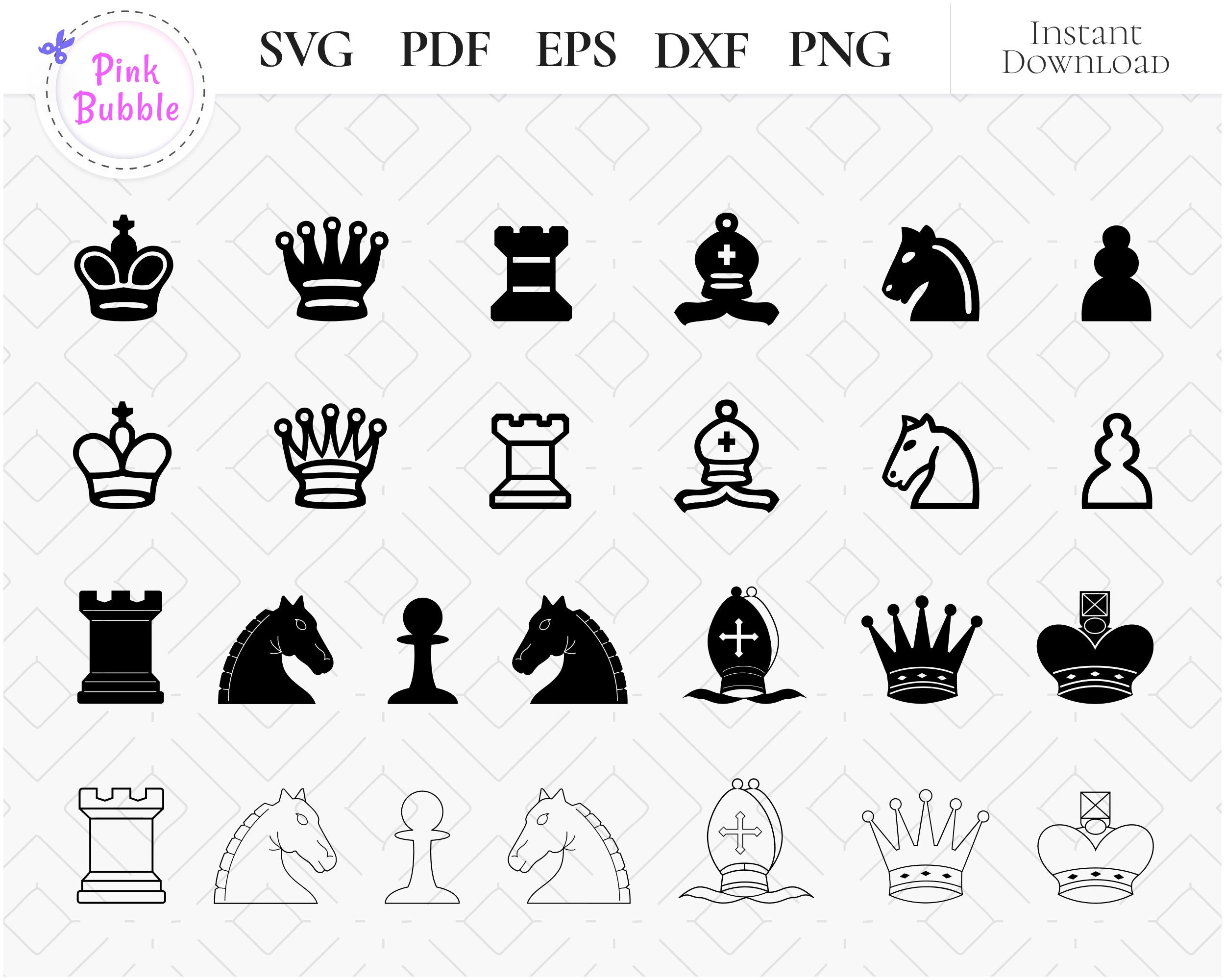 Chess Pieces SVG, Chess Pieces Clipart, Vector Files, Instant Download ...